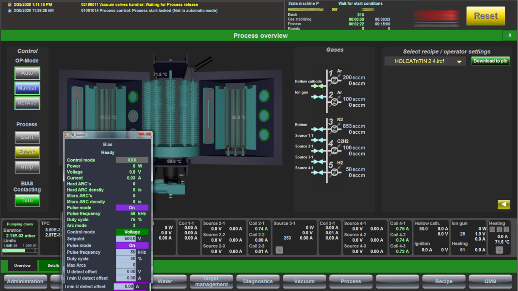 Modularized PVD plant software - EFARO industrial software developing