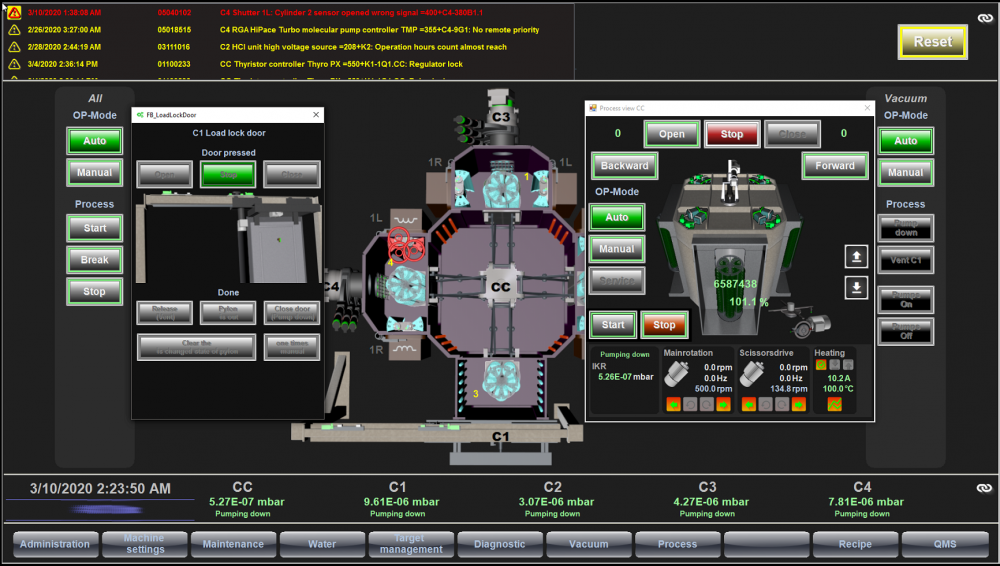 PVD coating machines - EFARO industrial software developing
